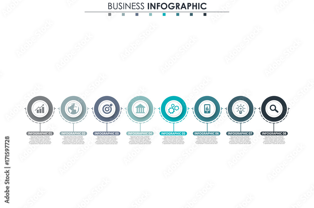 Business data, chart. Abstract elements of graph, diagram with 8 steps ...