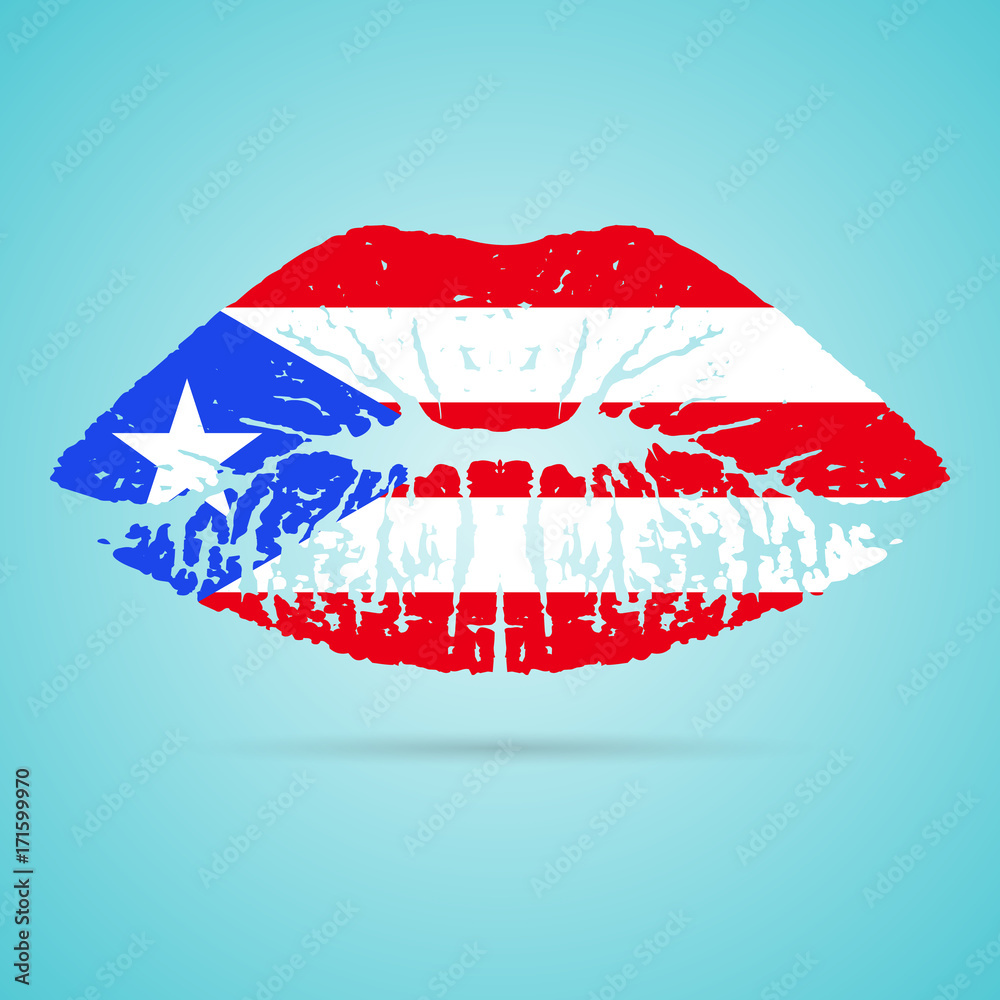 Puerto Rico Flag Lipstick On The Lips Isolated On A White Background ...