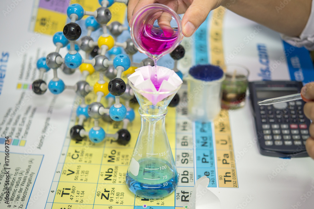 Scientists are folding filter paper for use in chemical filtration ...