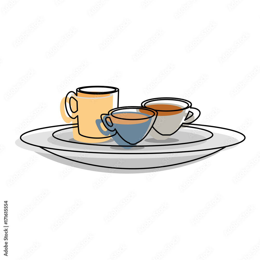 tray with coffee drinks icon over white background vector illustration ...