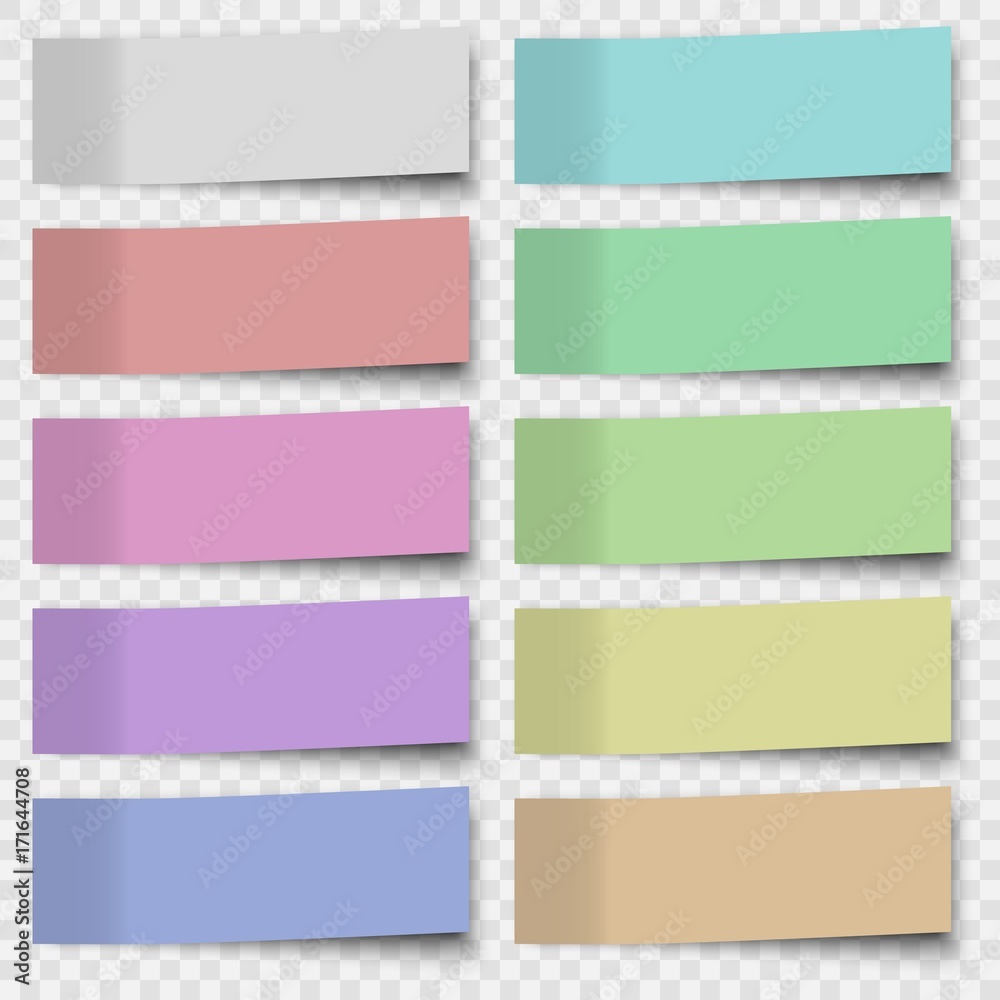 Set of sticky note or Office paper sheet isolated on transparent ...
