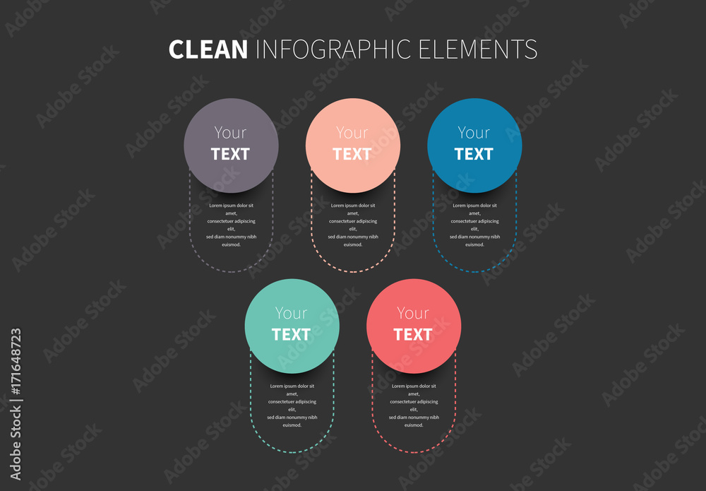 Colorful Infographic with Circles and Curved Dashed Lines Layout 1 ...
