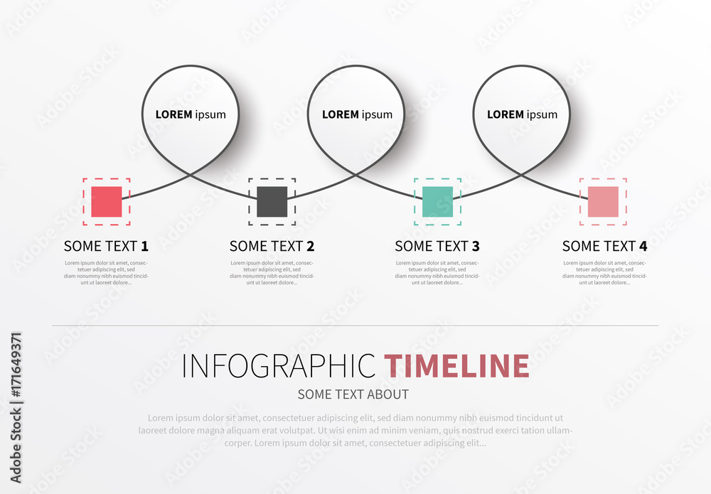 Horizontal Infographic Layout with Boxes and Loops Layout 1 Stock ...