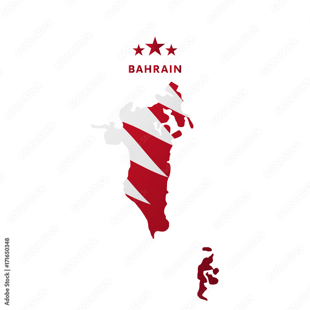 Bahrain map with waving flag. Vector illustration. Stock Vector | Adobe ...