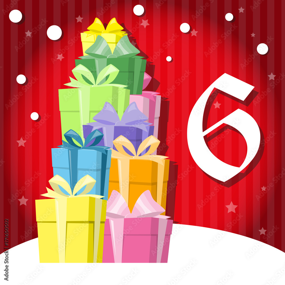 Christmas advent holiday calendar banner. Gifts boxes, snowflakes on ...