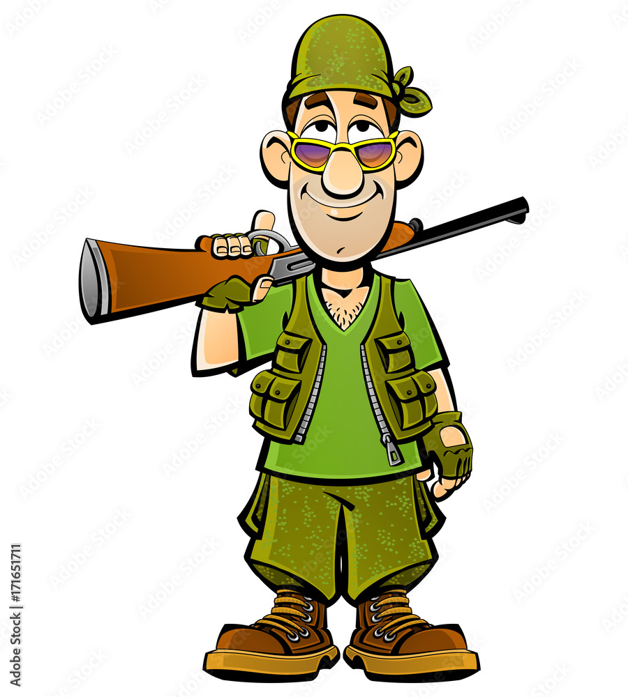 Cartoon hunter. From a large set of mascots. Stock Vector | Adobe Stock
