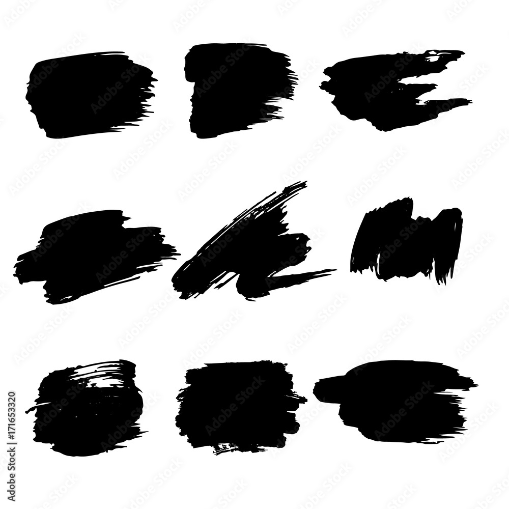 Hand drawn ink and bruch stroke collection. Vector blot set Stock ...