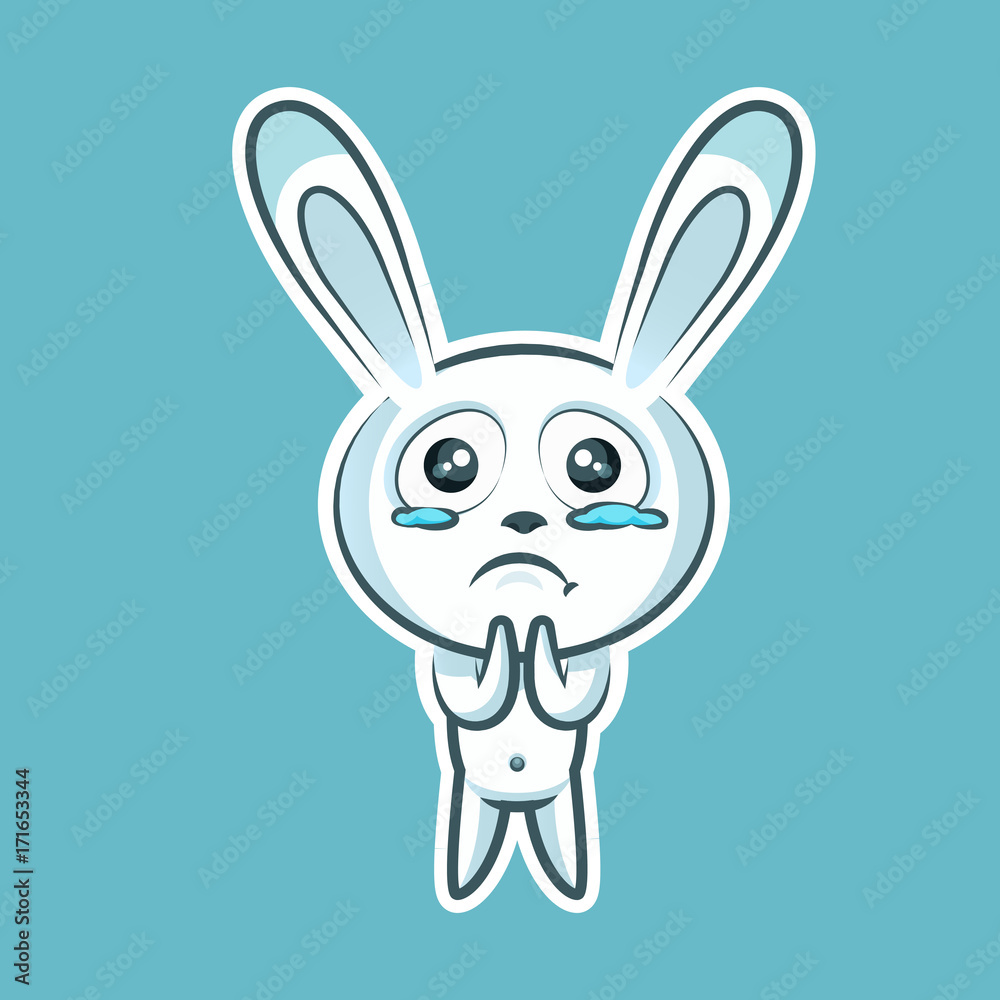 Sticker emoji emoticon, emotion beg, ask, pray, tears in eyes, vector ...