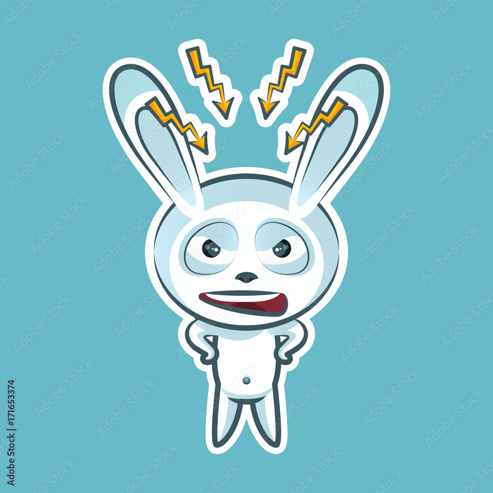 Sticker emoji emoticon, emotion swear, angry, lightning, vector ...