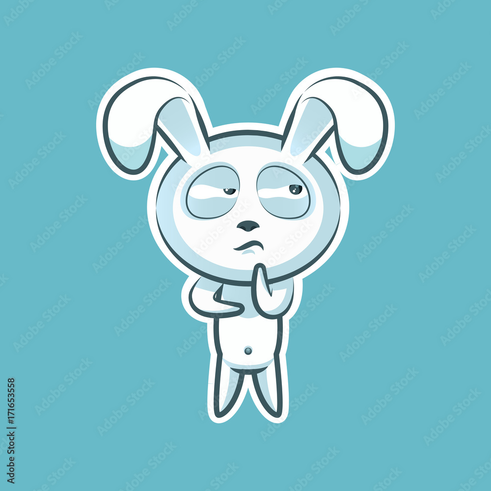 Sticker emoji emoticon emotion Hmm, doubt, thinking vector isolated ...