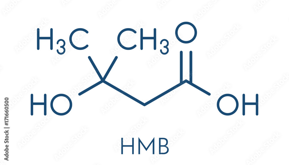 Beta-hydroxy beta-methylbutyric acid (HMB) leucine metabolite molecule ...