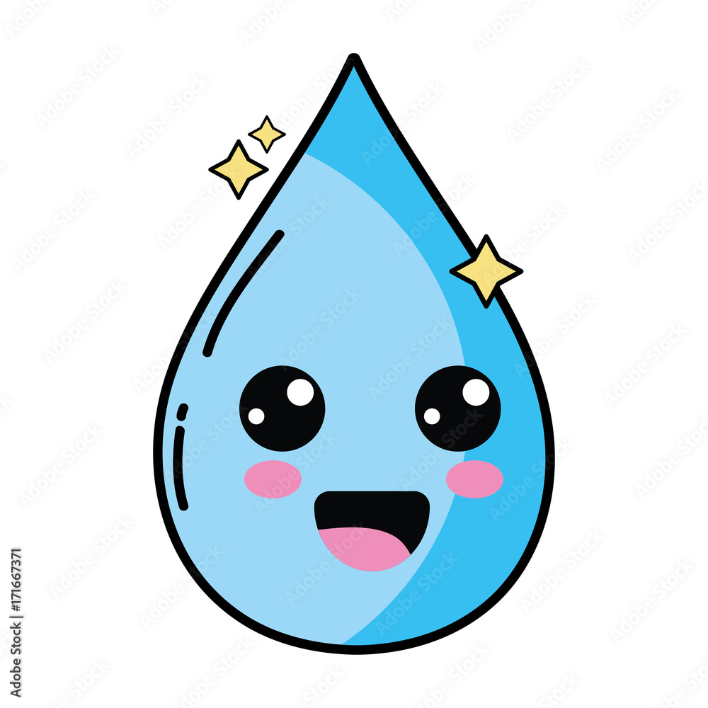 kawaii cute happy water drop vector illustration Stock Vector | Adobe Stock