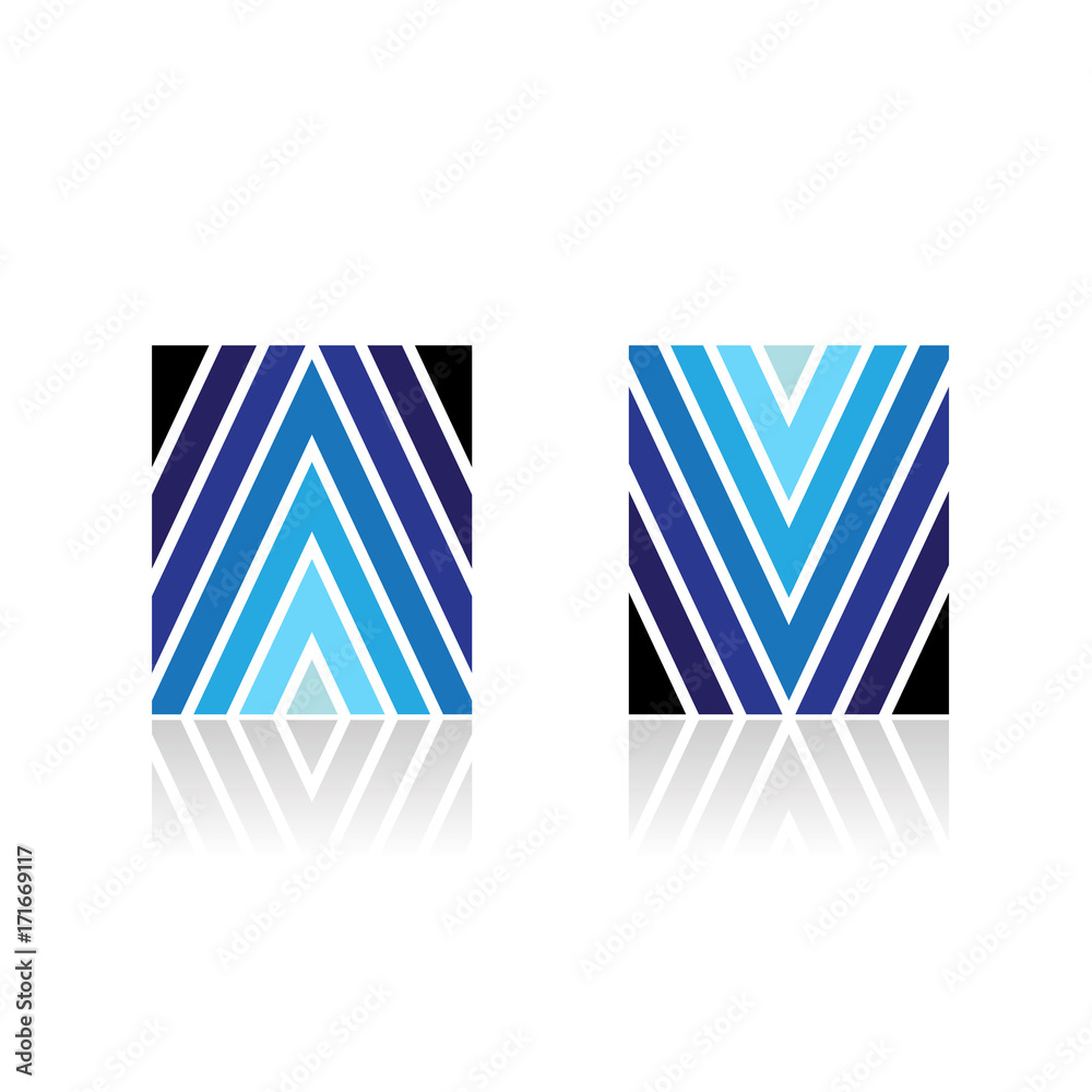 Abstract Symbol of Arrow Shaped A and V Line Icons Stock Vector | Adobe ...