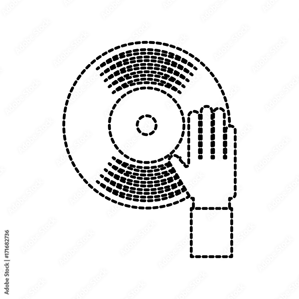 hand touch vinyl music disk entertainment vector illustration Stock ...