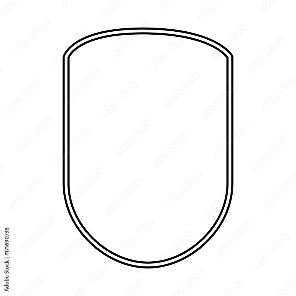 rounded shield black silhouette and double contour vector illustration ...