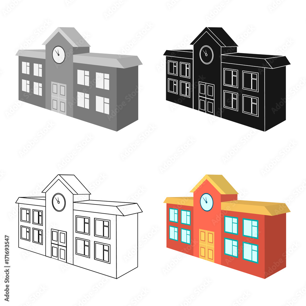 Architectural building of school, college. College single icon in ...