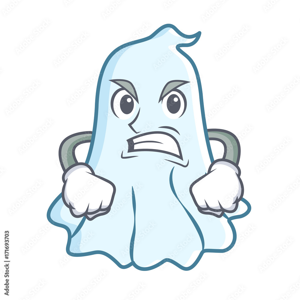 Angry cute ghost character cartoon Stock Vector | Adobe Stock
