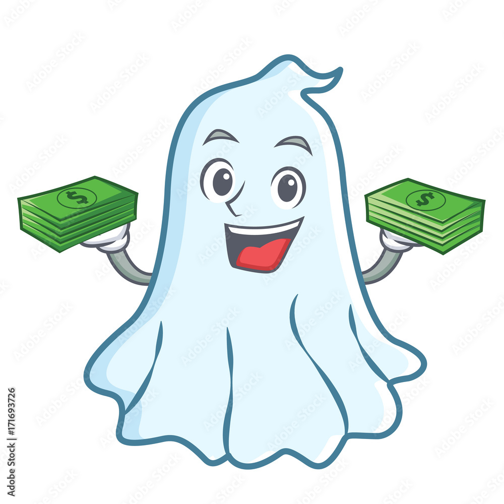 With money cute ghost character cartoon Stock Vector | Adobe Stock