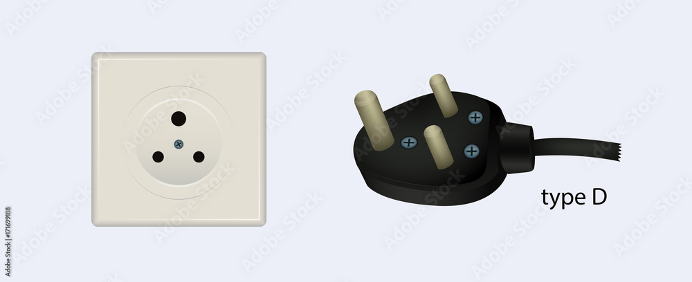 Electrical socket, electric outlet and plug VECTOR SET TypeD Stock ...