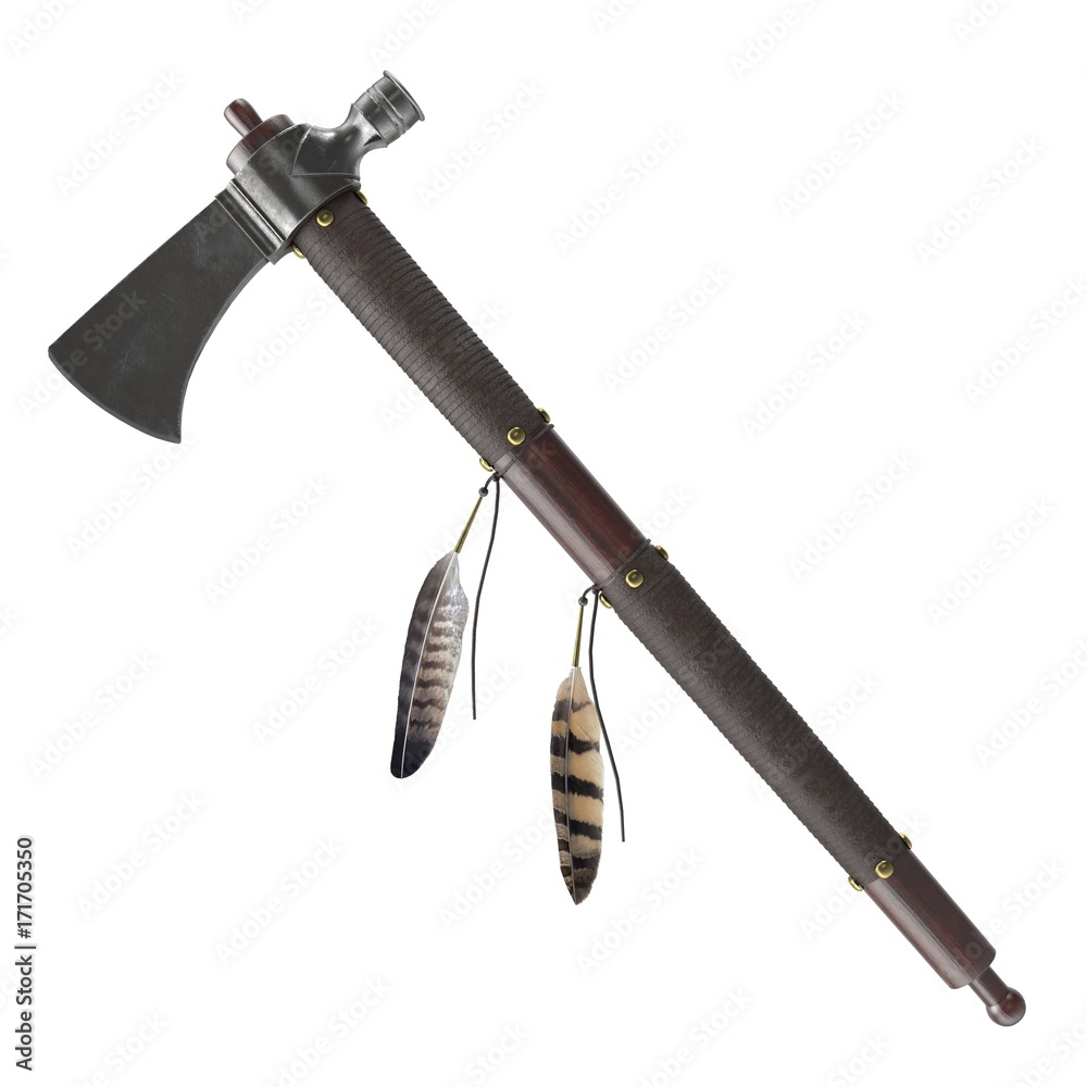 3D rendering of pipe tomahawk, isolated on white background. Stock ...