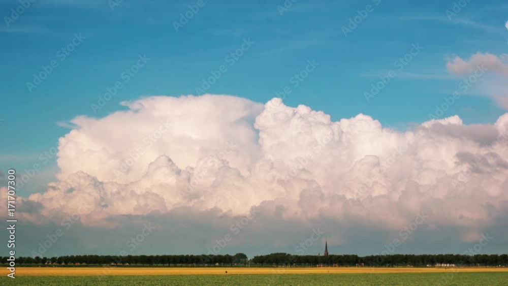 Beemster Polder four meters below sea level view from south rain storm ...