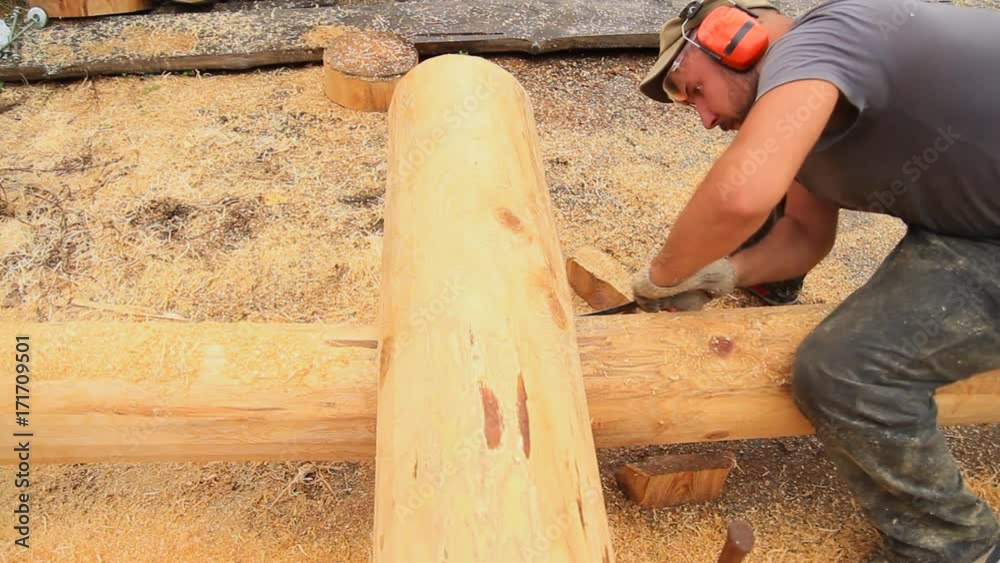 Strong lumberjack chopping wood Stock Video | Adobe Stock