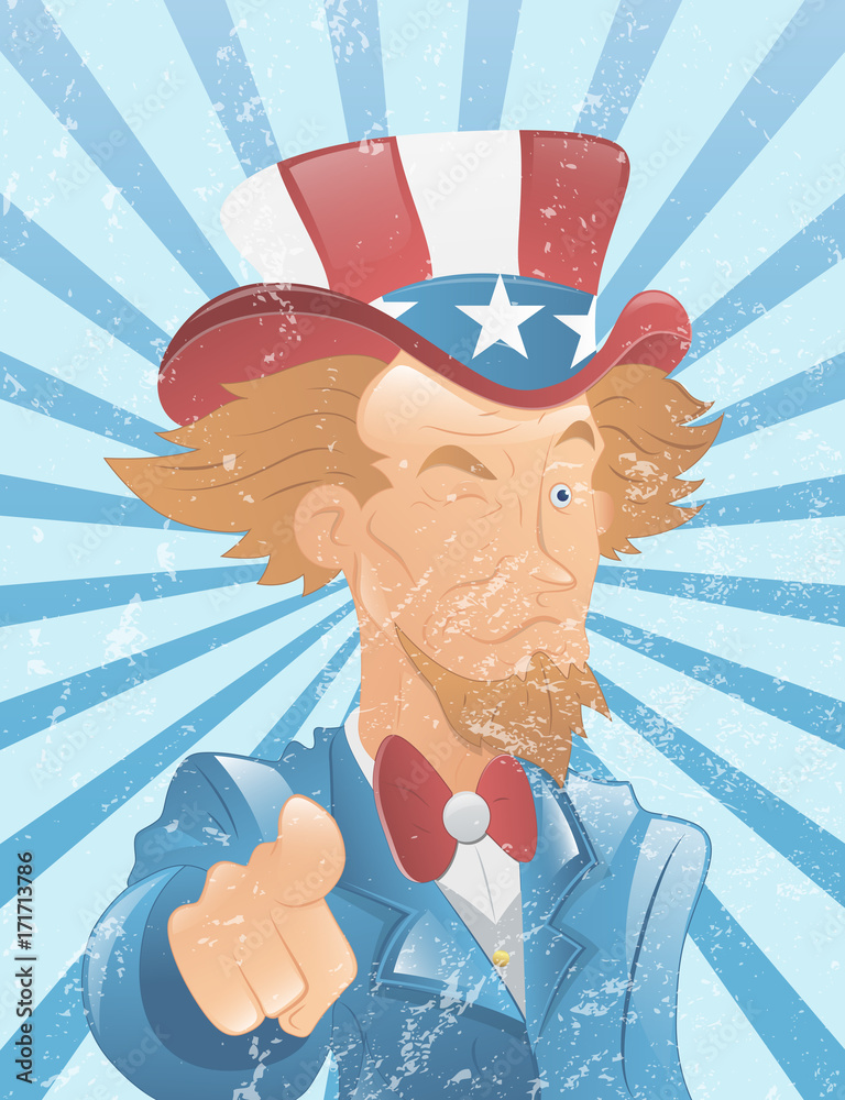 Pointing Finger Uncle Sam - Vintage Sunburst Background Stock Vector ...