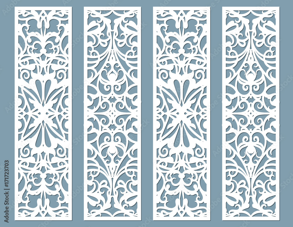 Die and laser cut decorative lace borders patterns. Set of bookmarks ...