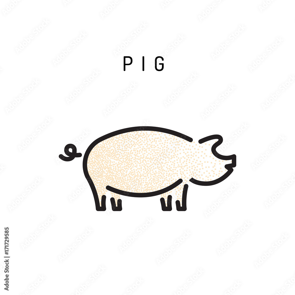 Pig icon isolated on white background. Pork vector icon. Pig logo ...