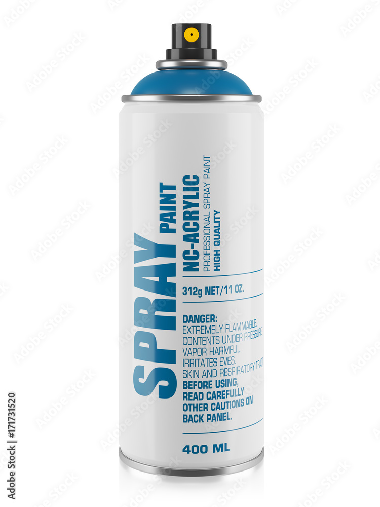 Aerosol spray can with blue label isolated on white background Stock ...