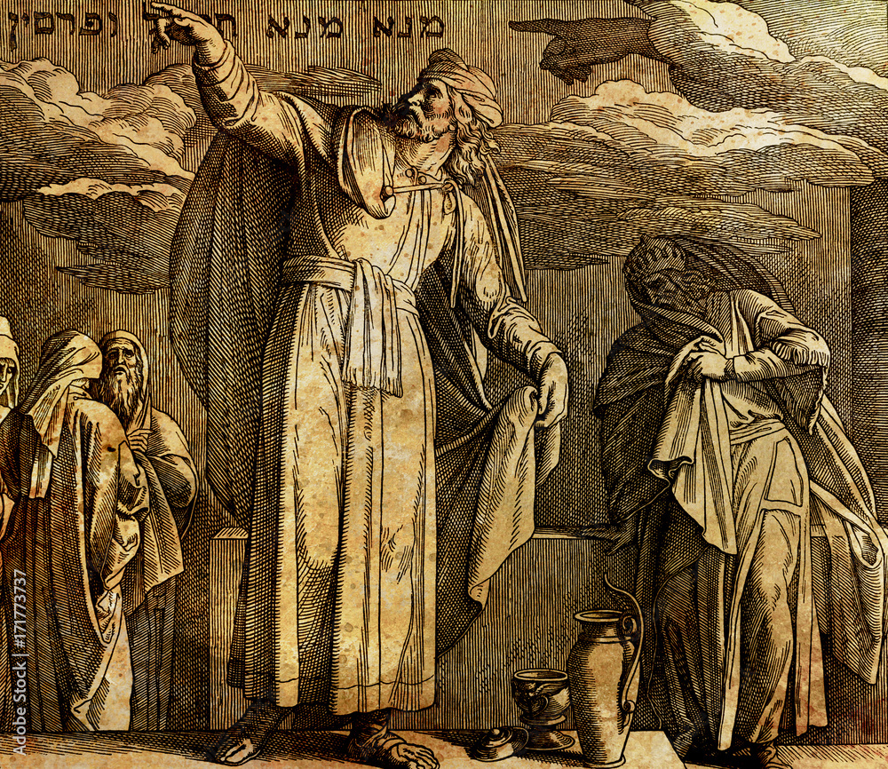 The writing on the wall, Daniel and king Belshazzar, graphic collage ...