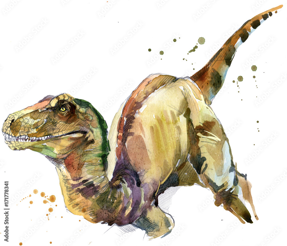 dinosaur watercolor illustration. Stock Illustration | Adobe Stock