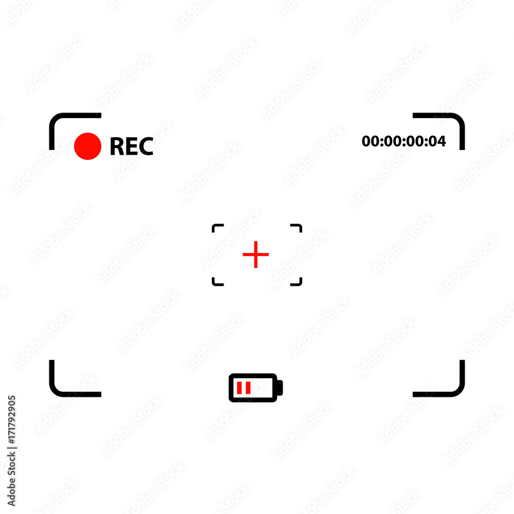 Vector Focusing screen of the camera. Viewfinder camera recording with ...