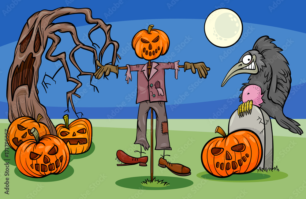 Halloween Cartoon Spooky Characters Group Stock Vector | Adobe Stock