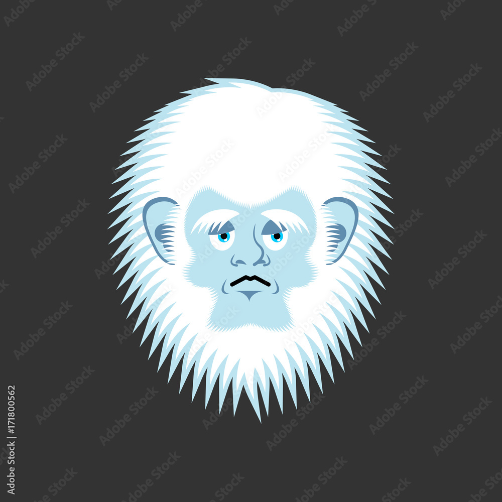 Yeti sad emoji. Abominable snowman melancholy avatar. Bigfoot wailful ...