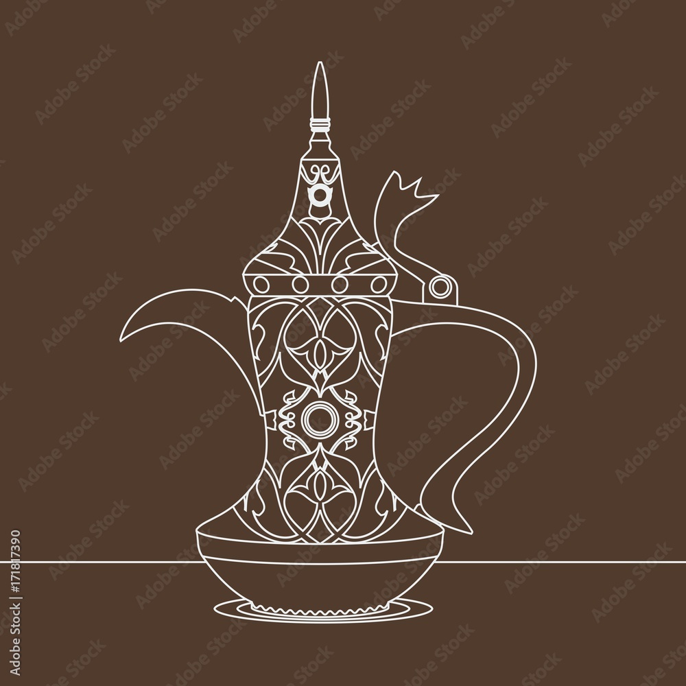Editable Antique Dallah Arabian Coffee Pot Vector Illustration with ...
