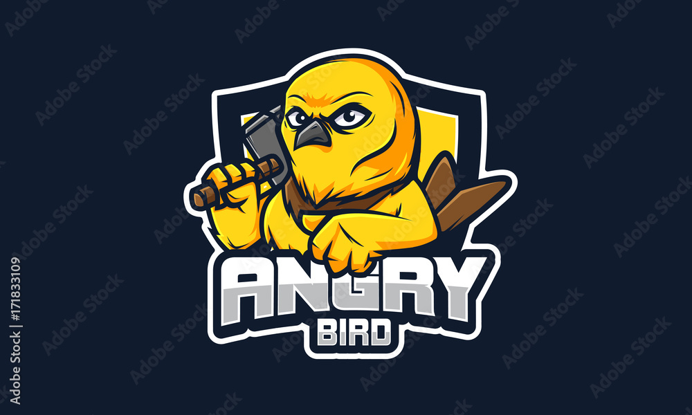 Angry Bird E Sport logo, 100%vector editable Stock Vector | Adobe Stock