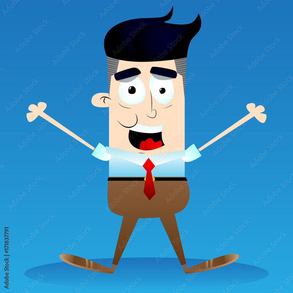 Vector cartoon happy smiling successful business office worker ...