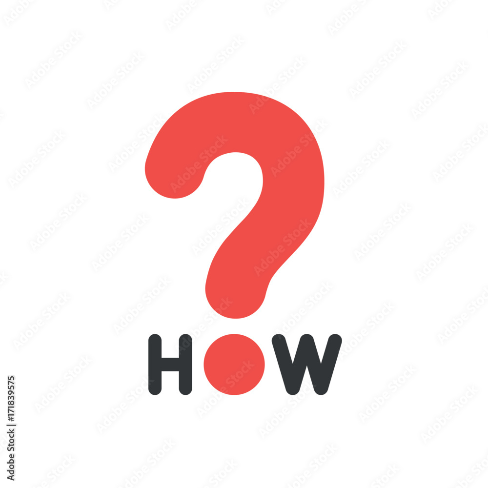 Flat design style vector concept of how text with question mark icon on ...
