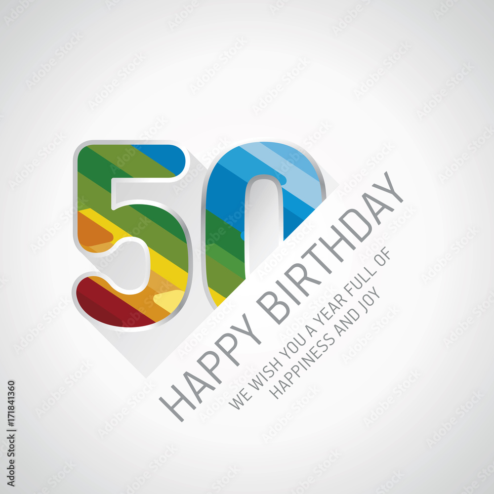 Happy 50th Birthday color design greeting card Stock Vector | Adobe Stock