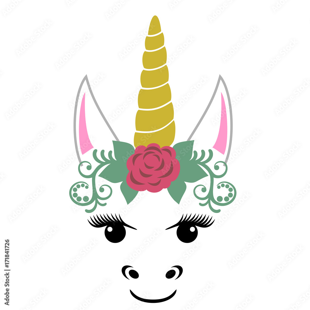 Unicorn Face, Unicorn Head Stock Vector | Adobe Stock