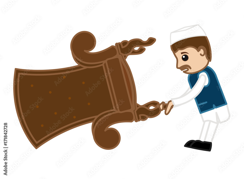 Cartoon Politician Character Pulling Chair with Hands Stock Vector ...