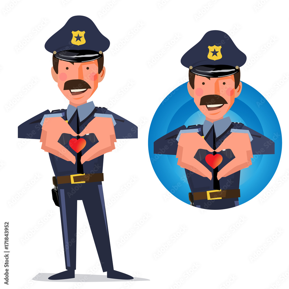 smart police officer making a heart with her hands. take care people ...