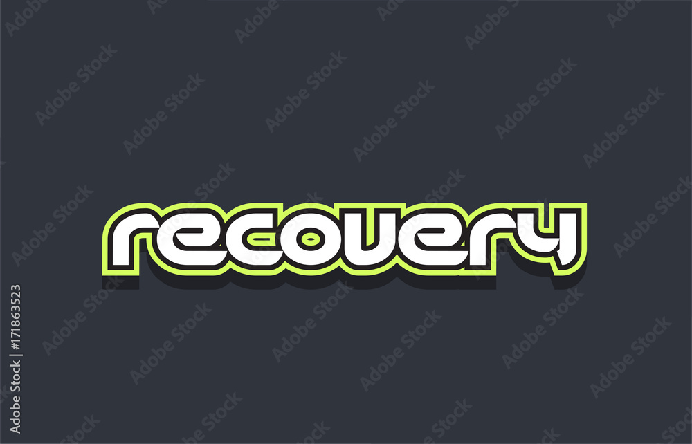 recovery word text logo design green blue white Stock Vector | Adobe Stock