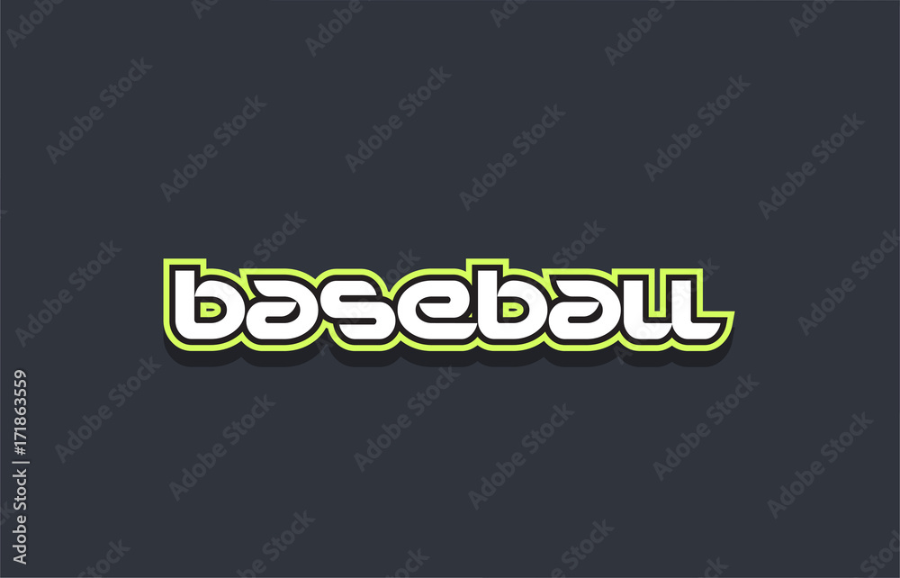 baseball word text logo design green blue white Stock Vector | Adobe Stock