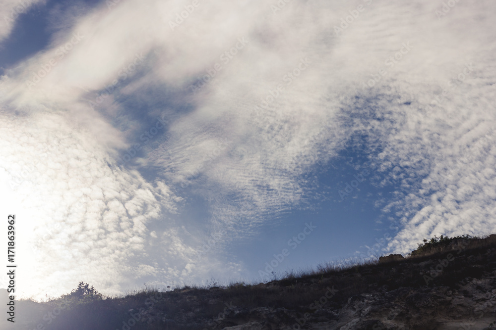 Partly cloudy. Beautiful sky. Landscape with the sky. Patterns from the ...