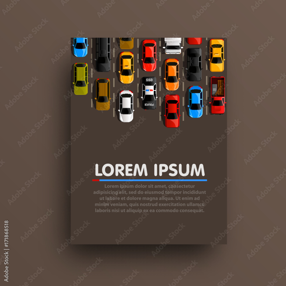 Modern transport vertical banners. Road flyer set. Traffic jam ...