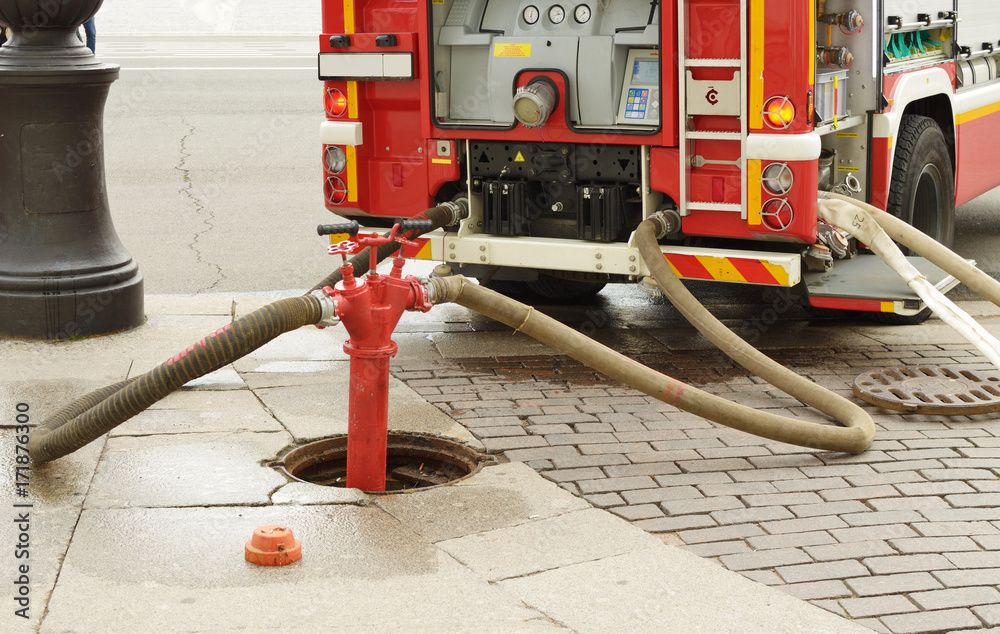 Fire hydrant — a device for sampling water. Stock Photo | Adobe Stock
