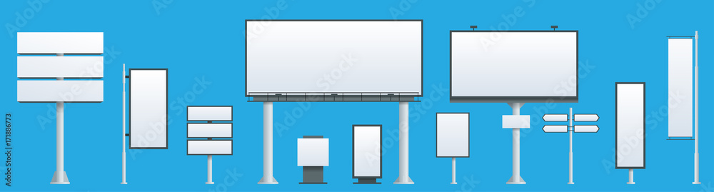 Billboard flat Set of different perspectives advertising construction ...