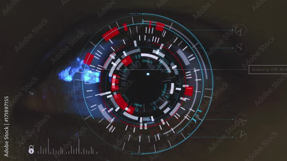 Human Eye Scan Technology Interface Animation brown human eye in macro ...